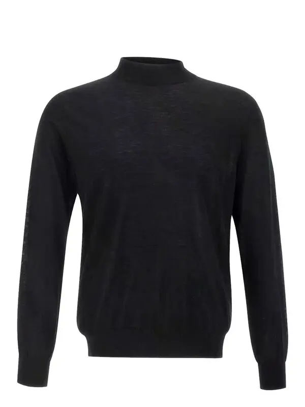 KANGRA Semi-mock Neck Sweater - Black