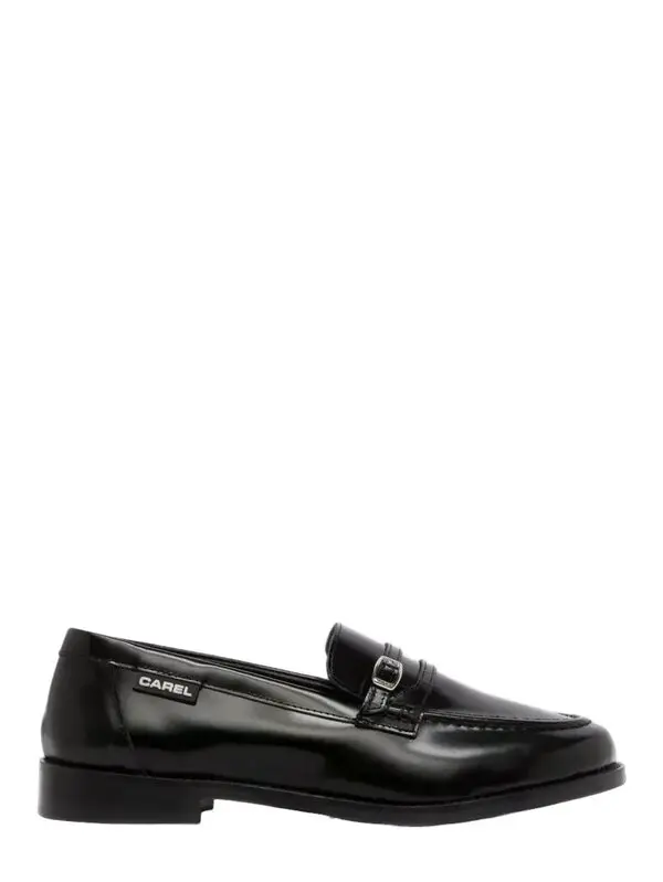 CAREL Gina Buckle-strap Leather Loafers - Black