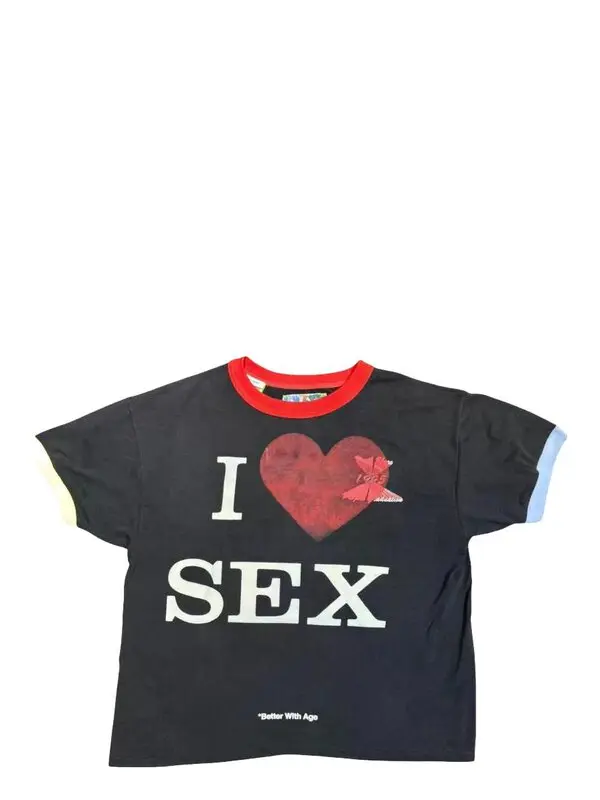 BETTER WITH AGE Graphic-print Ringer T-shirt - Black