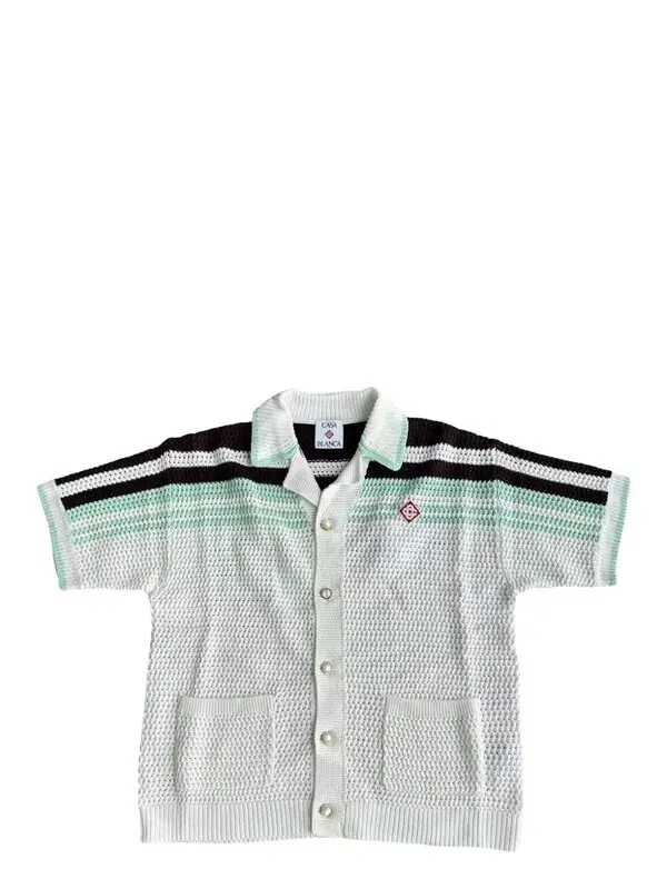 Casablanca Striped Crochet Shirt - White