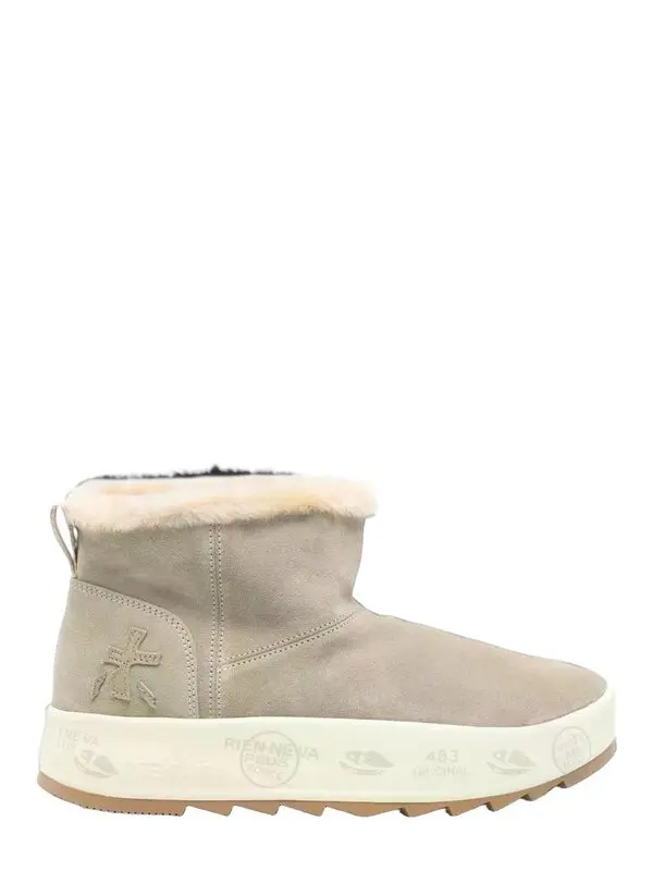 Premiata Shearling-trim Suede Ankle Boots - Neutrals