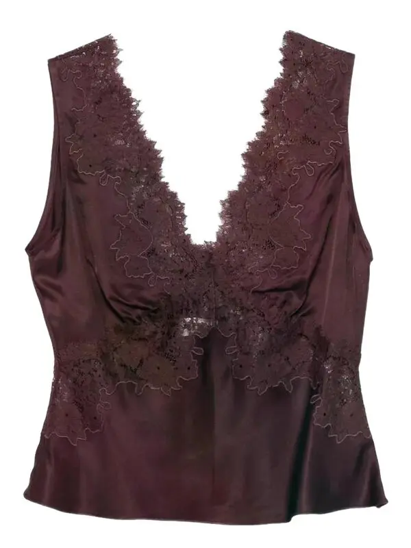 Rixo Emmie Lace-trim Top - Red