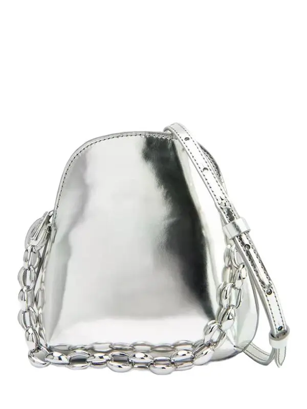 By Far Koko Metallic-leather Top-handle Crossbody Bag - Silver