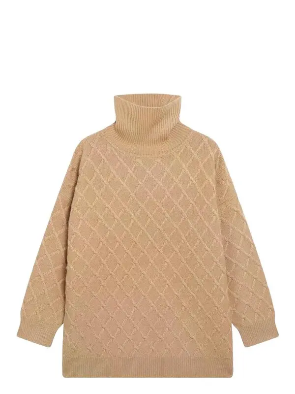 Max Mara Oversized Diamond Wool-and-cashmere Sweater Camel - Neutrals