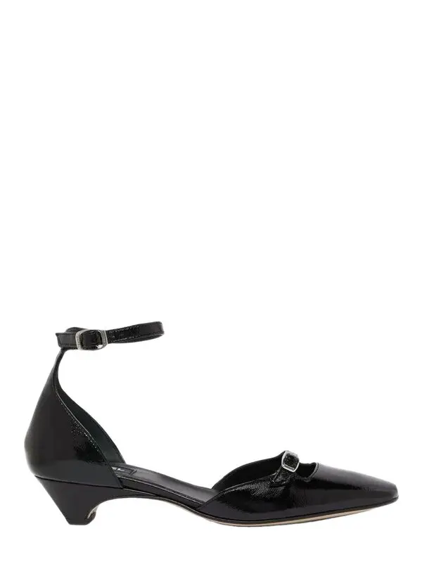 CAREL Emma Buckle-strap Leather Ballet Flats - Black