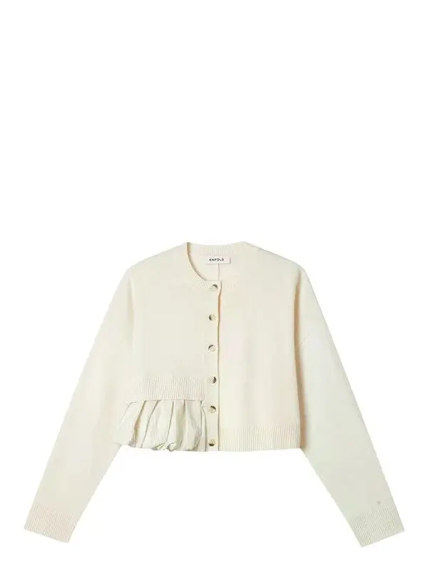ENFOLD Ruffled Layered-effect Cardigan - Neutrals