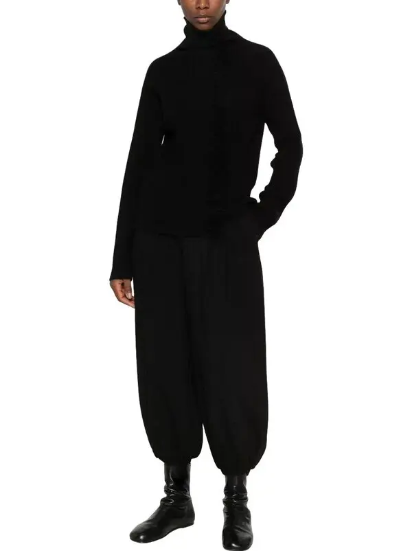 UMA WANG Fringed Ribbed-knit Sweater - Black