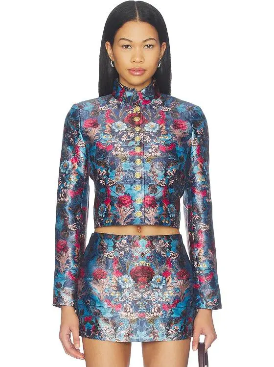 Alice + Olivia Emerson Jacquard Military Jacket - Multi