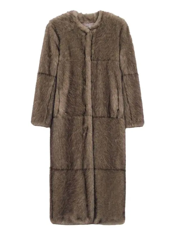 STAND STUDIO Hilma Faux Fur Long Coat - Grey