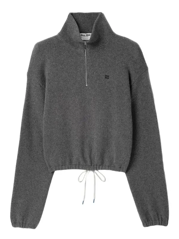Miu Miu Wool And Cashmere Sweater - Slate Gray