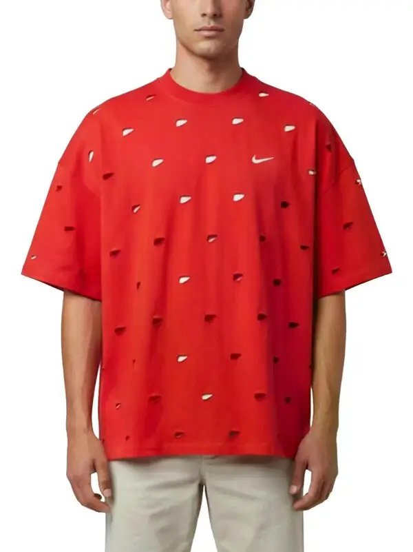 Jacquemus X Nike Distressed Swoosh T-shirt - Red