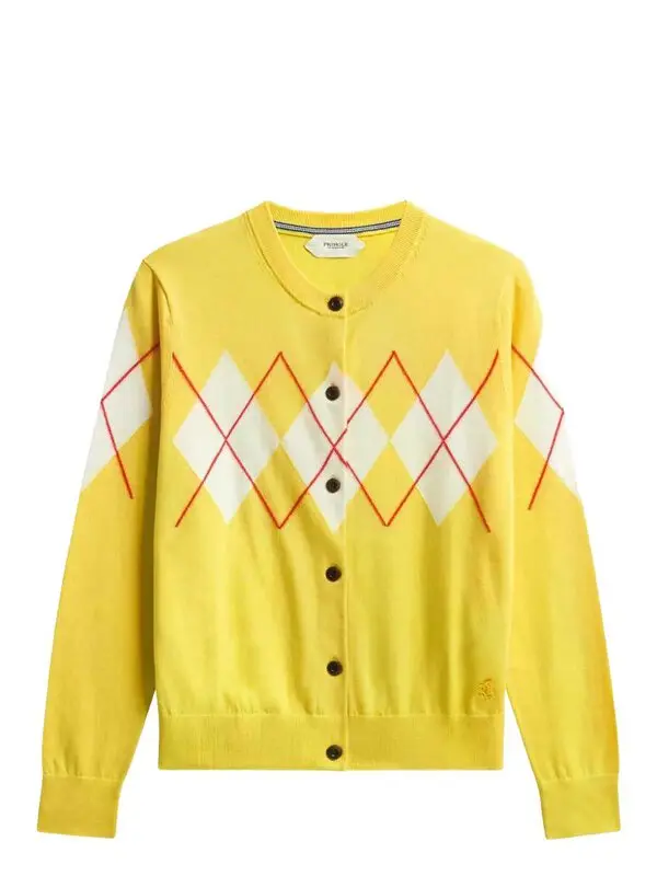 Pringle Of Scotland Argyle-pattern Cardigan - Yellow