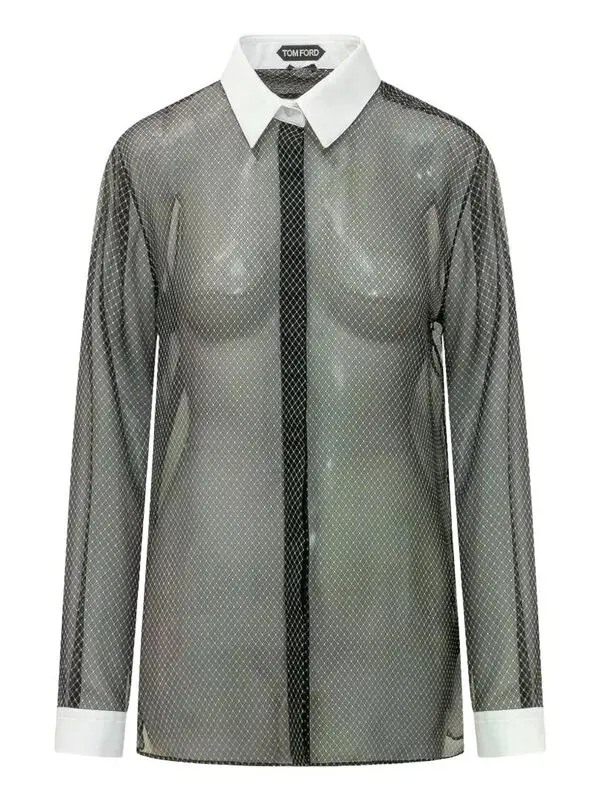 TOM FORD Printed Losange Silk Chiffon Shirt - Black
