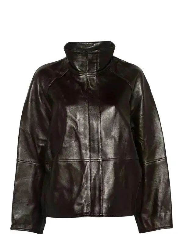 Soeur Gamma Raglan Jacket In Glazed Leather - Red