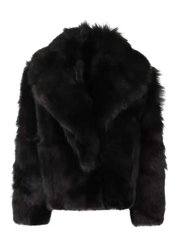 BLANCHA Oversized-collar Shearling Jacket - Black