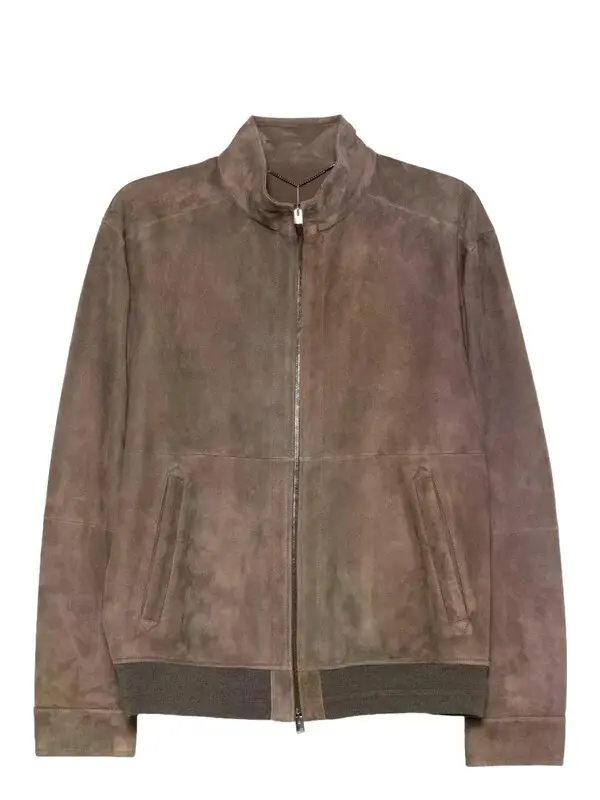 Canali Suede Panelled Jacket - Brown