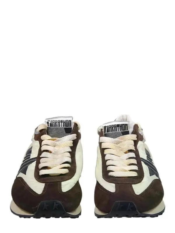 GOLDEN GOOSE Marathon In Lime-green Nylon With Black Star And Brown Suede Inserts - Neutrals