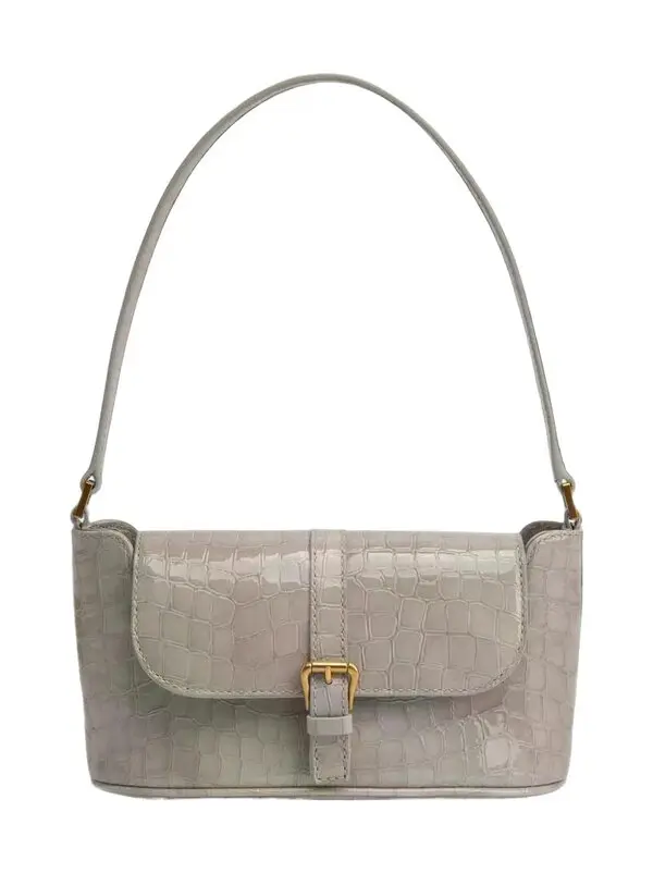 By Far Miranda Crocodile-embossed Satchel Bag - Grey