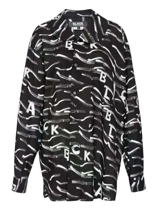 Comme Des Garçons Abstract-print Peter Pan-collar Shirt - Black