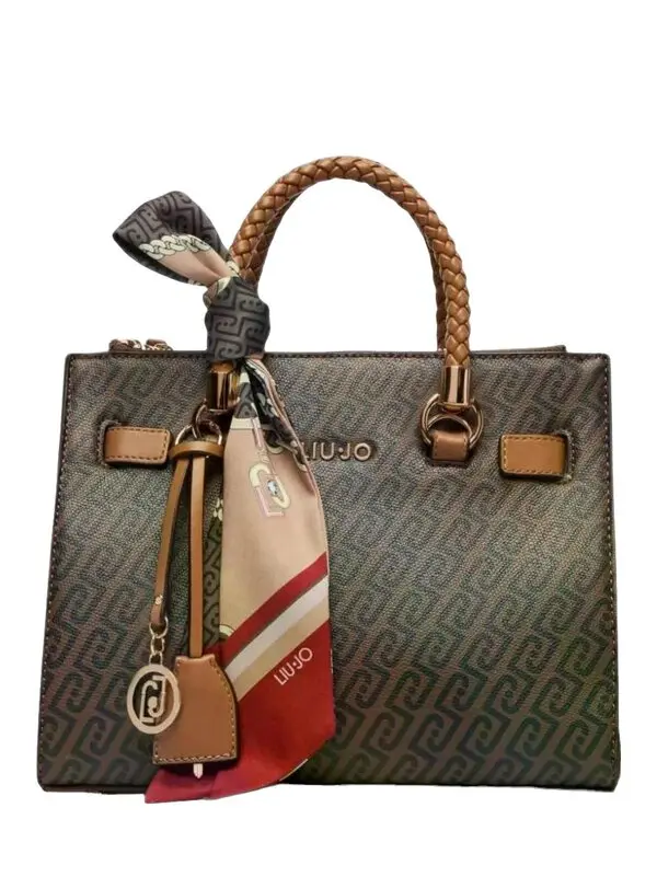 Liu Jo Monogram-print Scarf-detail Tote Bag - Brown