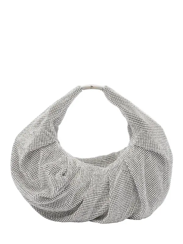 Benedetta Bruzziches Yennefer Draped Satin Handbag With Rhinestones - Silver