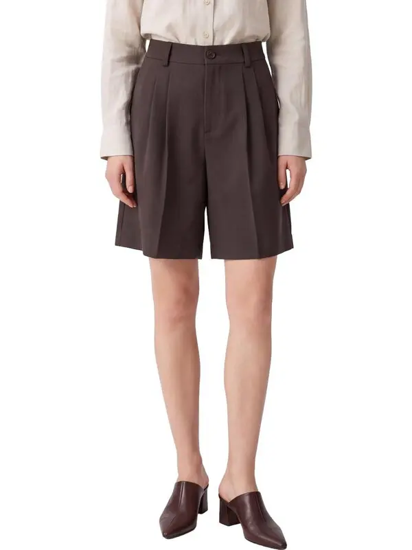 PAROSH P.a.r.o.s.h. Knee-length Pleated Tailored Crêpe Shorts - Dark