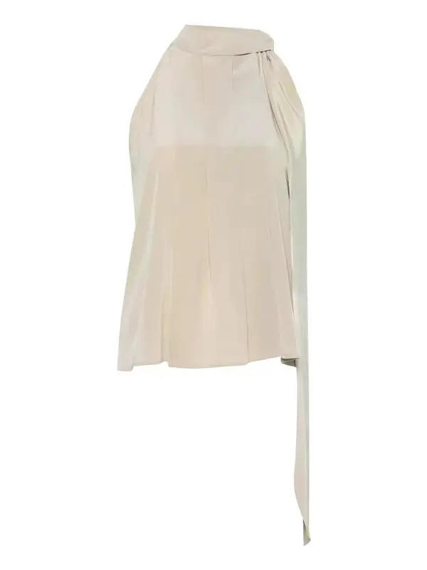 Max Mara Sleeveless Crepe De Chine Top Stone - Neutrals