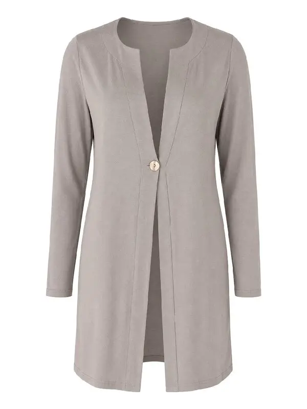 CONQUISTA Refined Longline Button Cardigan - Grey