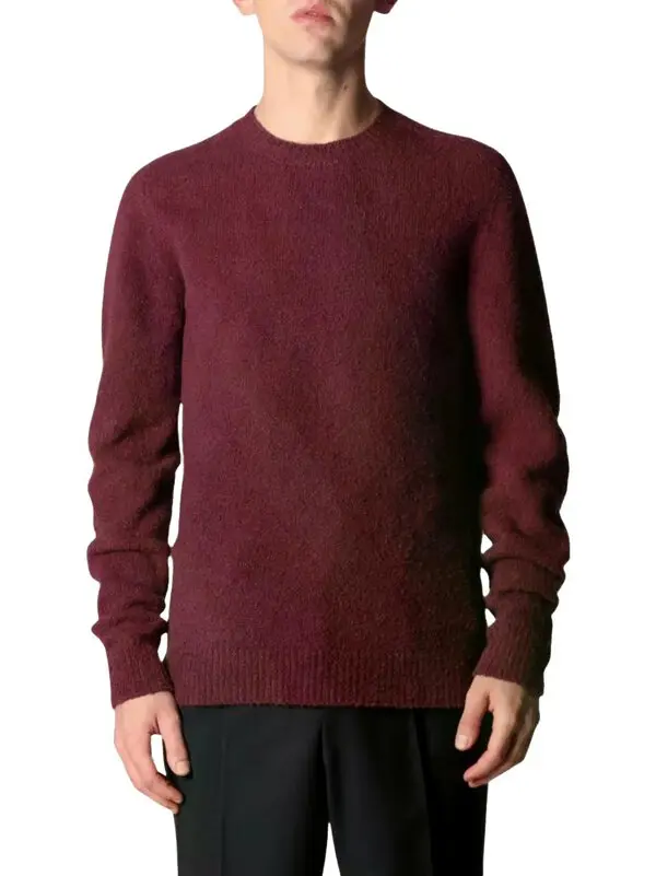 ROBERTO COLLINA Bouclé-knit Crew-neck Sweater - Red