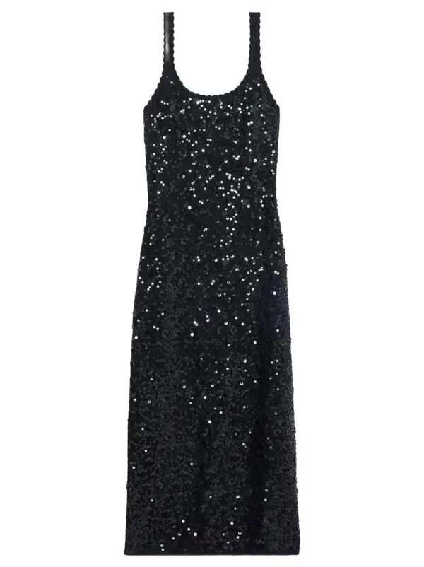 Claudie Pierlot Long Sequinned Knitted Dress - Blue