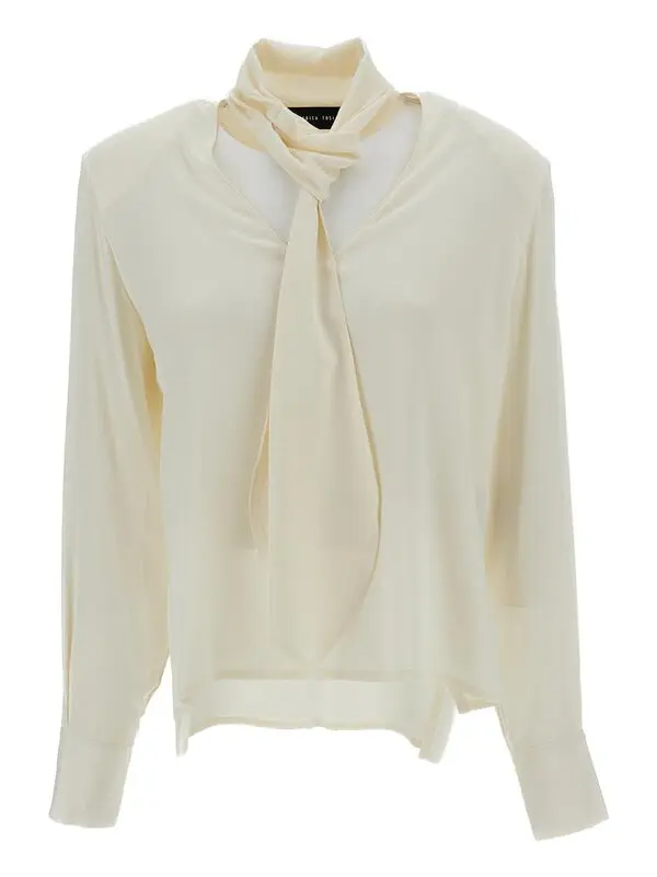 Federica Tosi V-neck Shirt With Silk Scarf - White