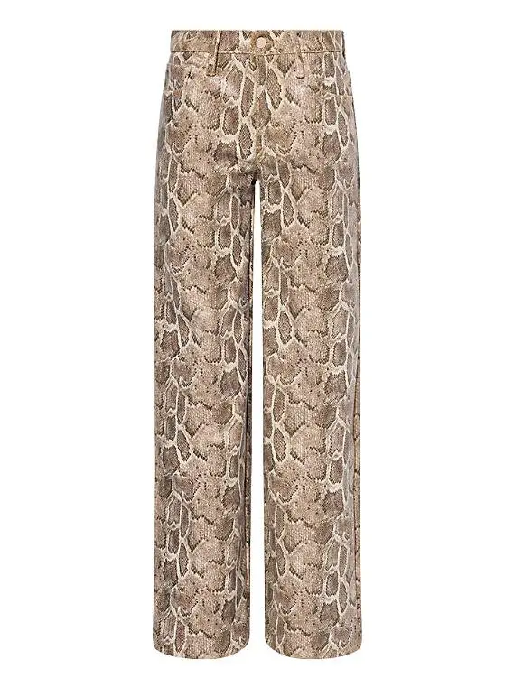 MOTHER The Maven 32in Snake-print Leather-blend Coated Trousers - Royal Serpent