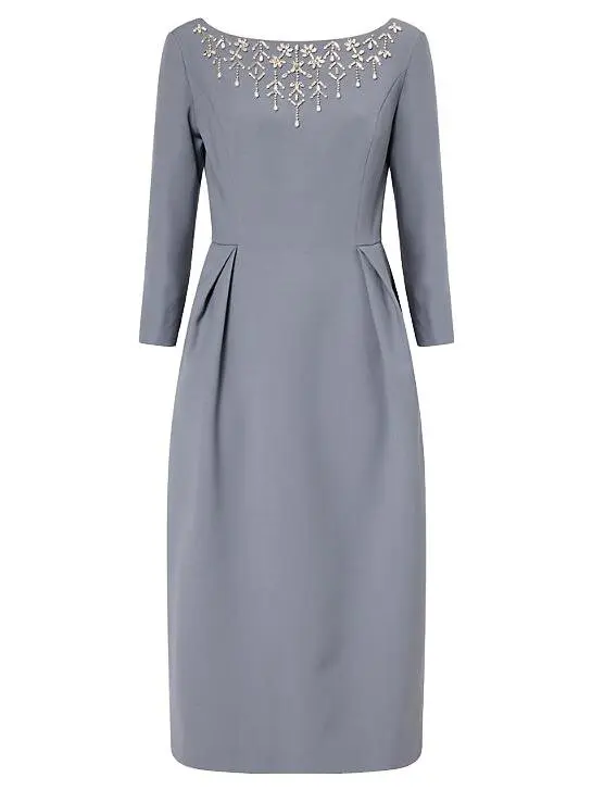 Huishan Zhang Orla Embellished Wool Midi Dress - Grey