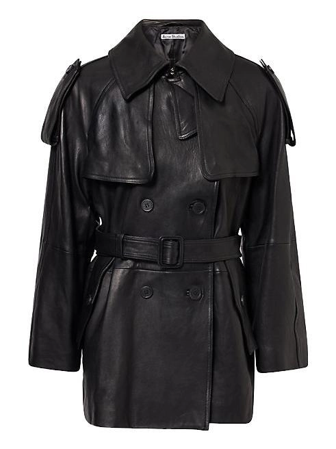 Acne Studios Relaxed-fit Double-breasted Leather Jacket - Black