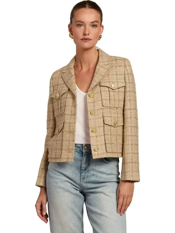 Holland Cooper Richmond Jacket Sparkle Tweed - Camel