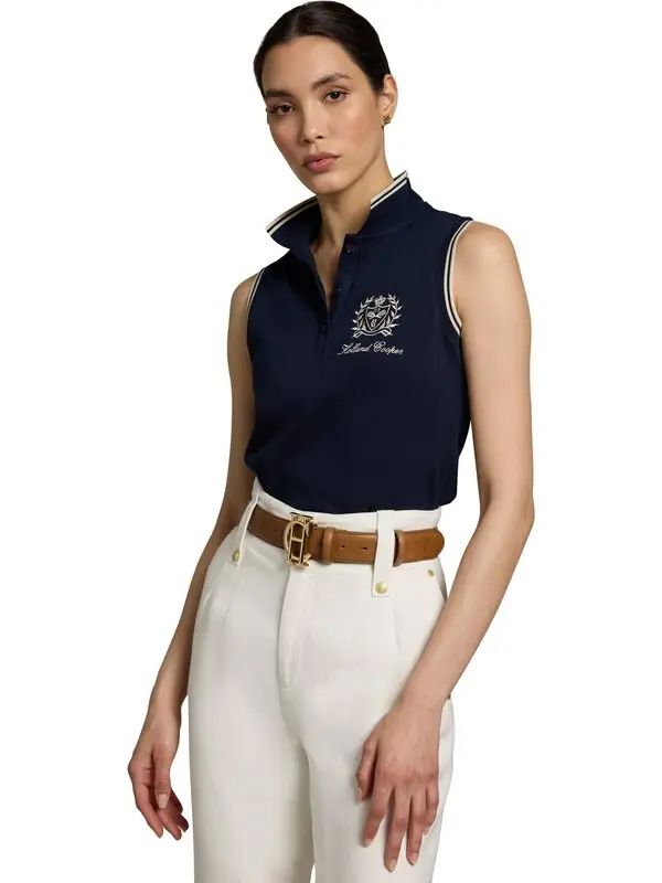 Holland Cooper Sleeveless Collegiate Polo Shirt - Ink Navy