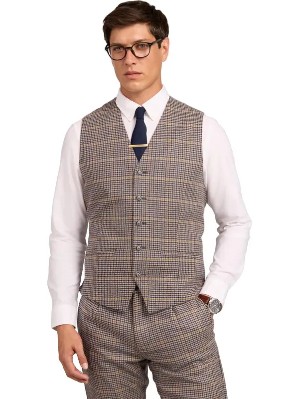Holland Cooper St James Waistcoat Prince Of Wales - Navy