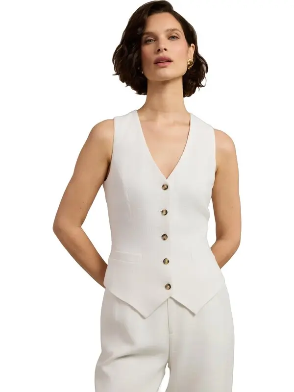 Holland Cooper Hampton Waistcoat Linen - Oyster
