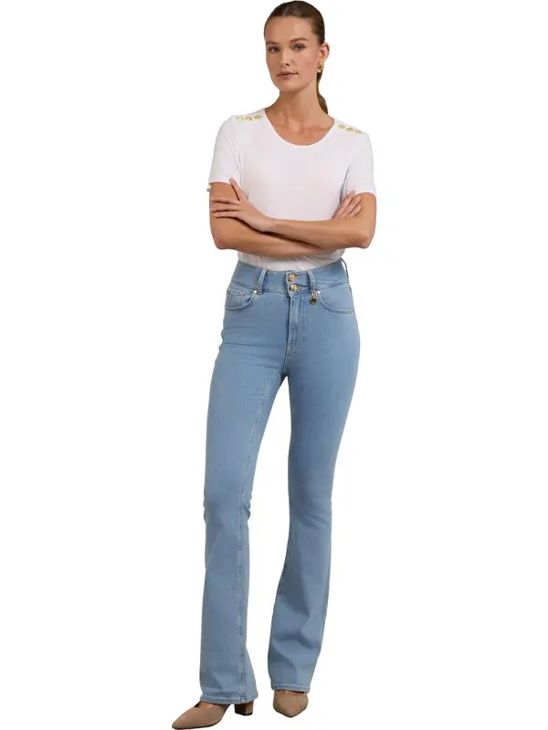 Holland Cooper High Rise Flared Jean - Light Denim