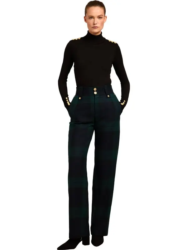 Holland Cooper High Waisted Straight Trouser - Blackwatch