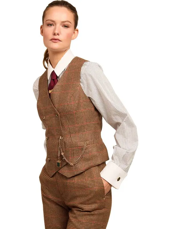 Holland Cooper Kensington Waistcoat Clarence Check - Merlot