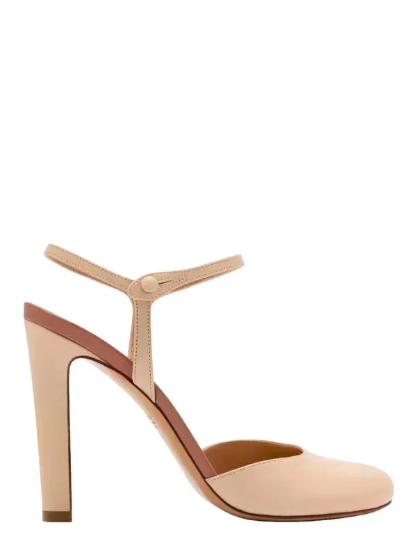 FRANCESCO RUSSO Button-fastening Leather Heel Pumps - Neutrals