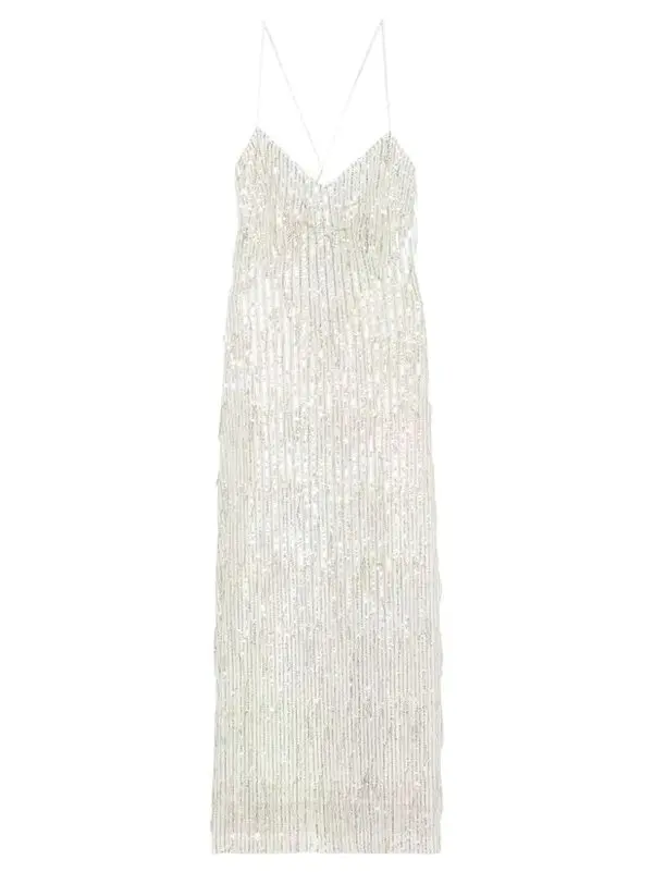 LE TWINS Sequin-embellished Fringed Dress - Silver