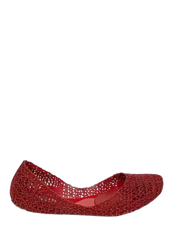 Melissa X Campana Papel Glitter-effect Ballet Flats - Red