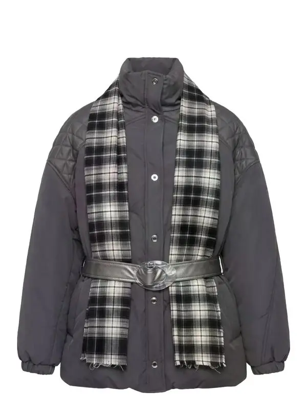 MARBELL Amy Check-scarf Jacket - Grey