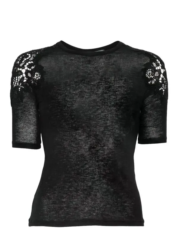 Ermanno Scervino Lace-panel Short-sleeve T-shirt - Black