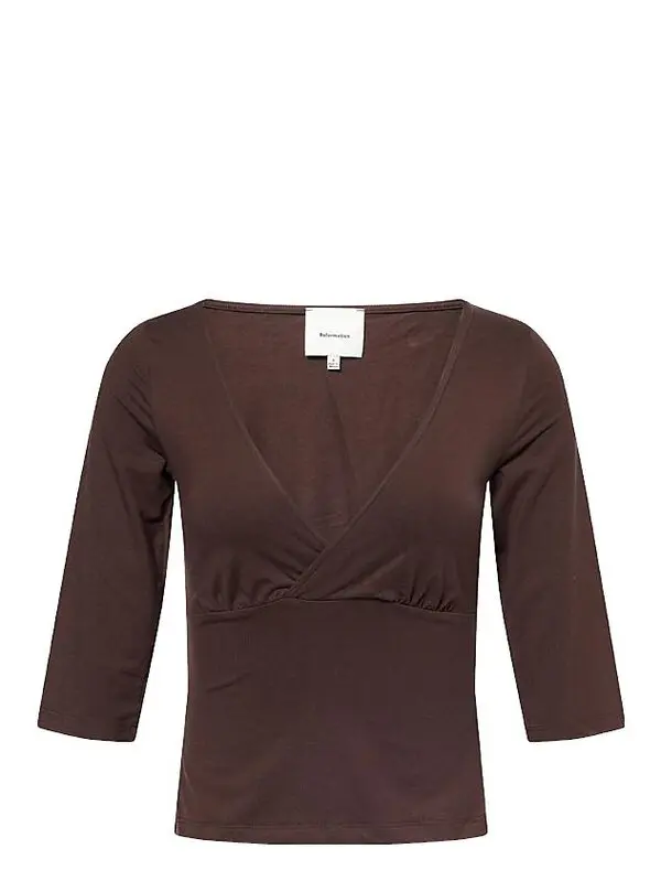 REFORMATION Aylani V-neck Knitted Top - Mole