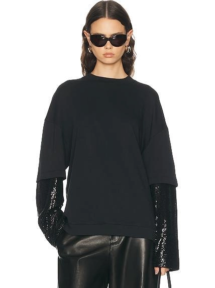 DARKPARK Troy Double Sleeve Paillettes Tee - Black