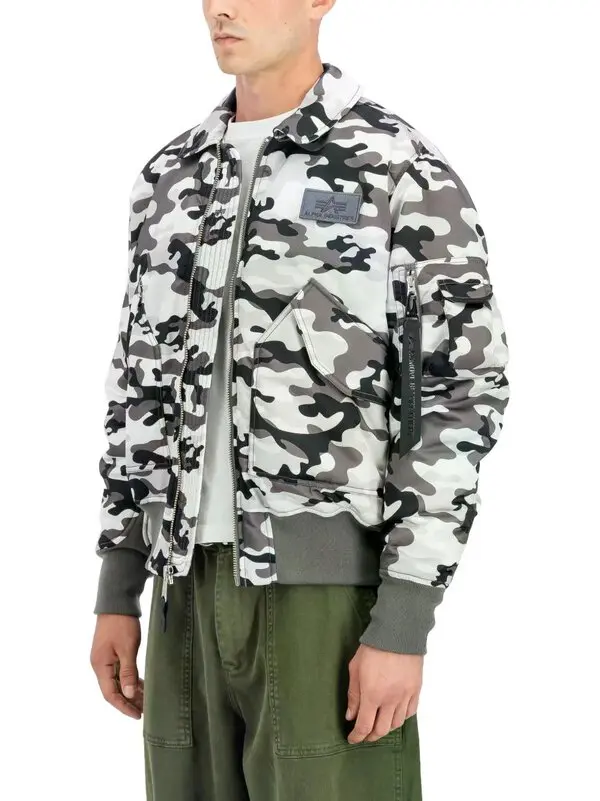 Alpha Industries Cwu-45/p Base Camo Uv Loose-fit Bomber Jacket - White