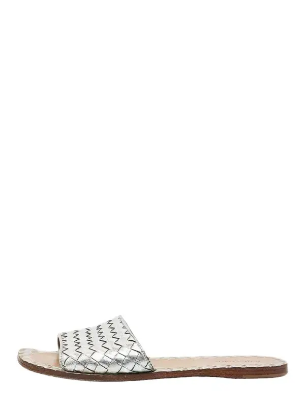 Bottega Veneta Intrecciato Flat Sandals - Silver